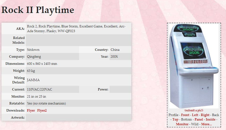 Rock 2 Playtime Blue Storm Retro Amusement Video Arcade fighting games ...